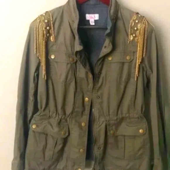 AKA New York | Jackets & Coats | Aka New York Chain Army Jacket With ...